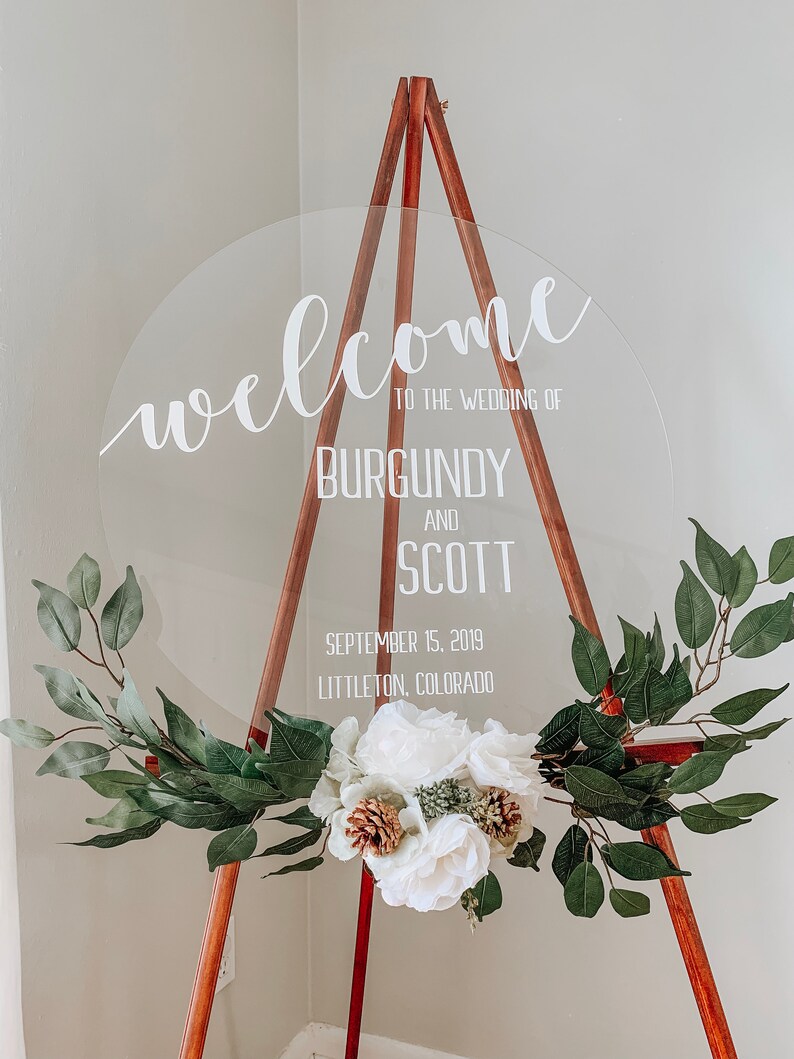 Round Acrylic Welcome Sign Personalized Wedding Welcome Sign - Etsy