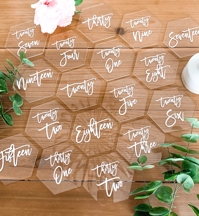 Rose Gold Hexagon Table Number Acrylic Wedding Table Number | Etsy