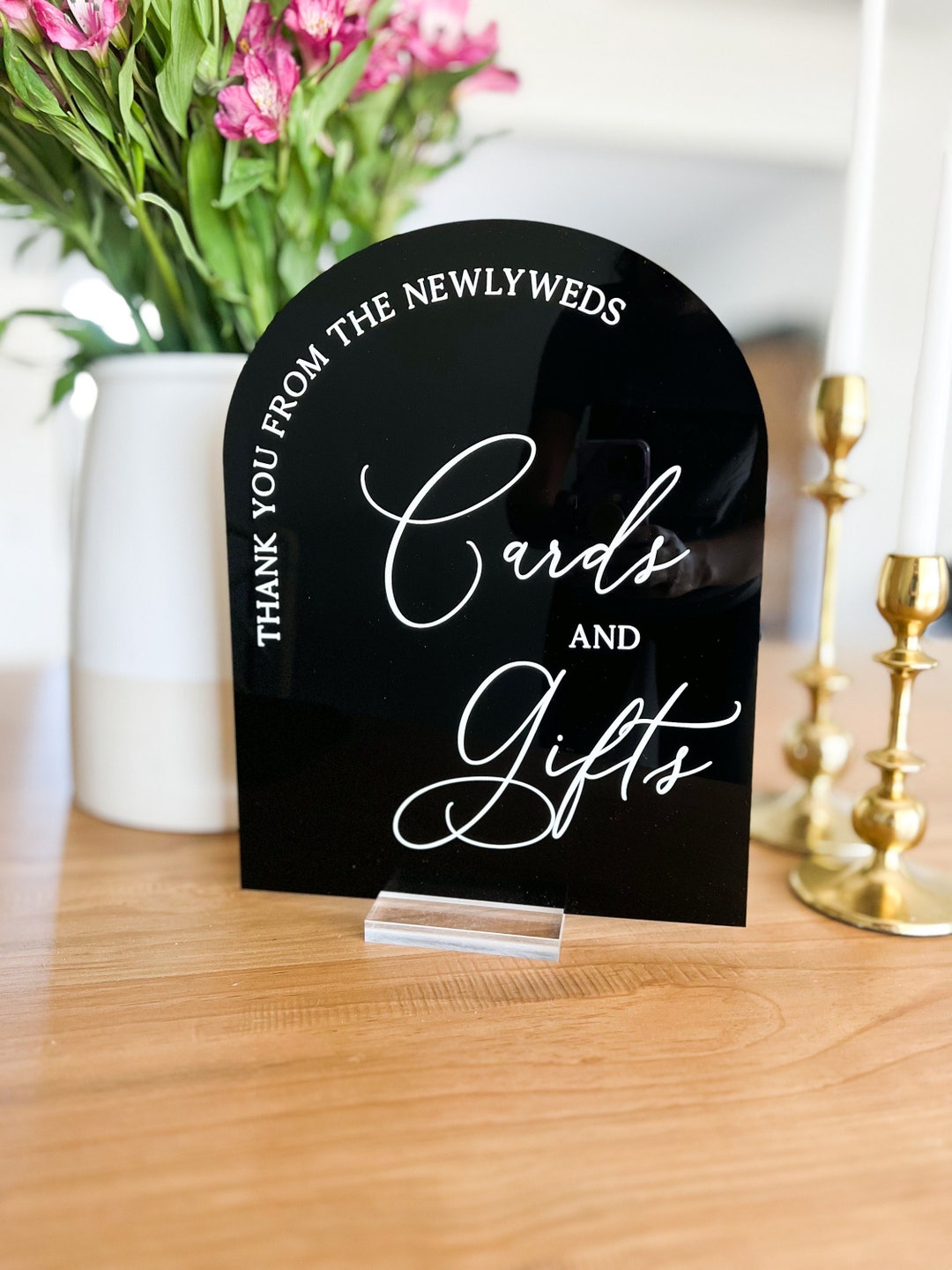Cards and Gifts Arched Sign | Modern Acrylic Sign | Arch Table Signs - Etsy