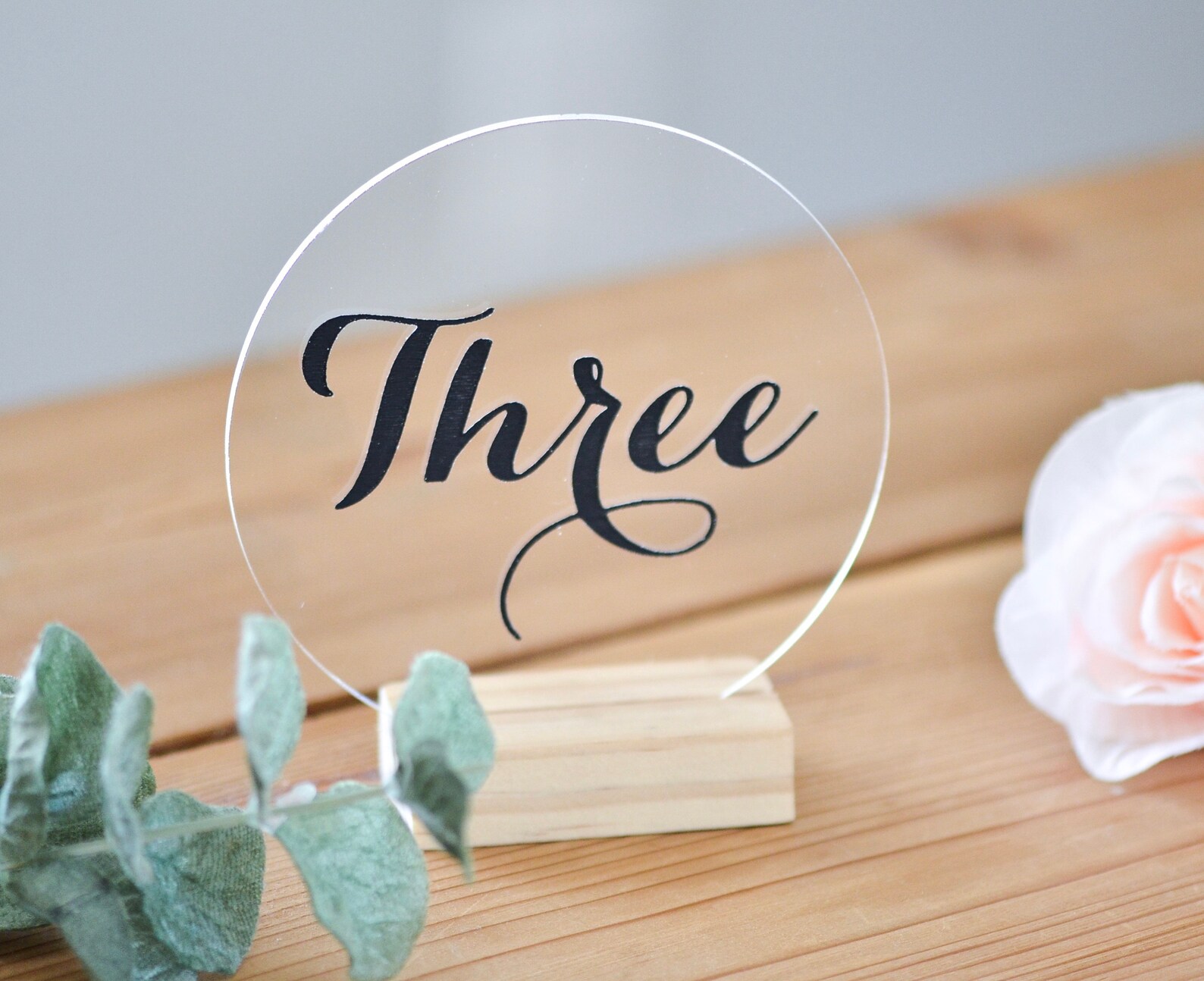 Acrylic Table Number With Stand 5 Round Acrylic Sign - Etsy