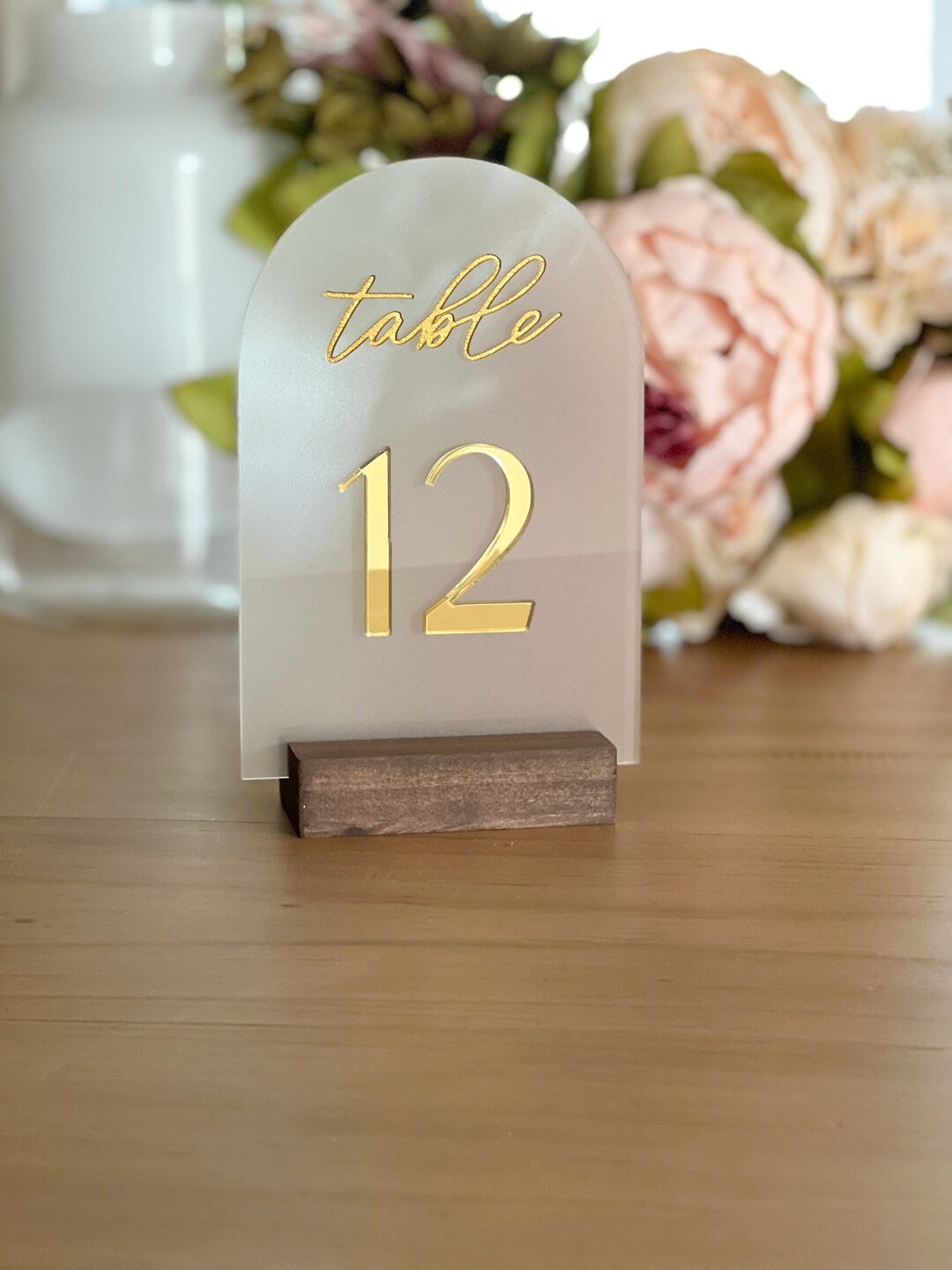 Gold Mirror Arch Acrylic Table Number | Modern Calligraphy Table Number ...