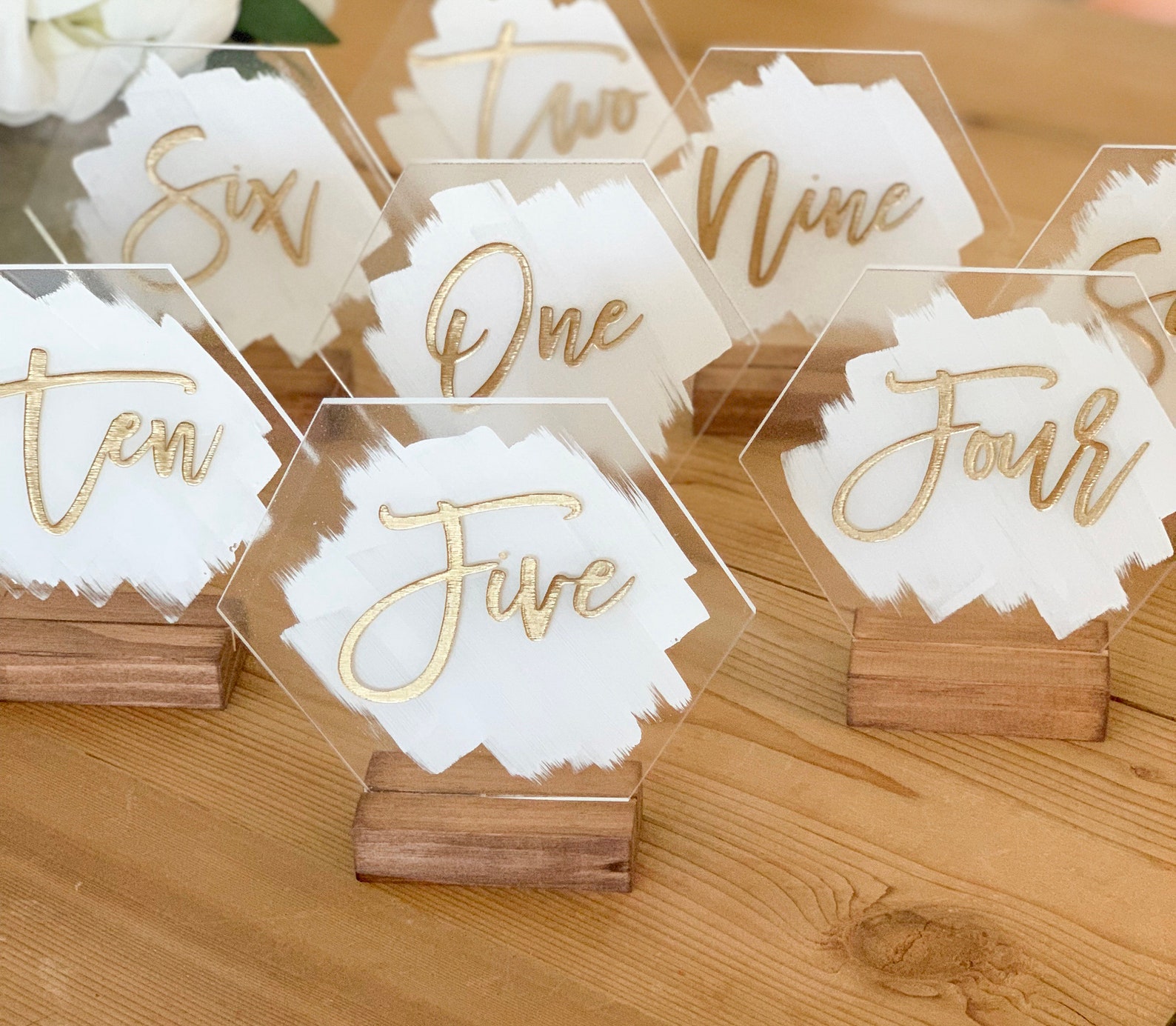 Wedding Painted Back Acrylic Table Number Hexagon Acrylic - Etsy