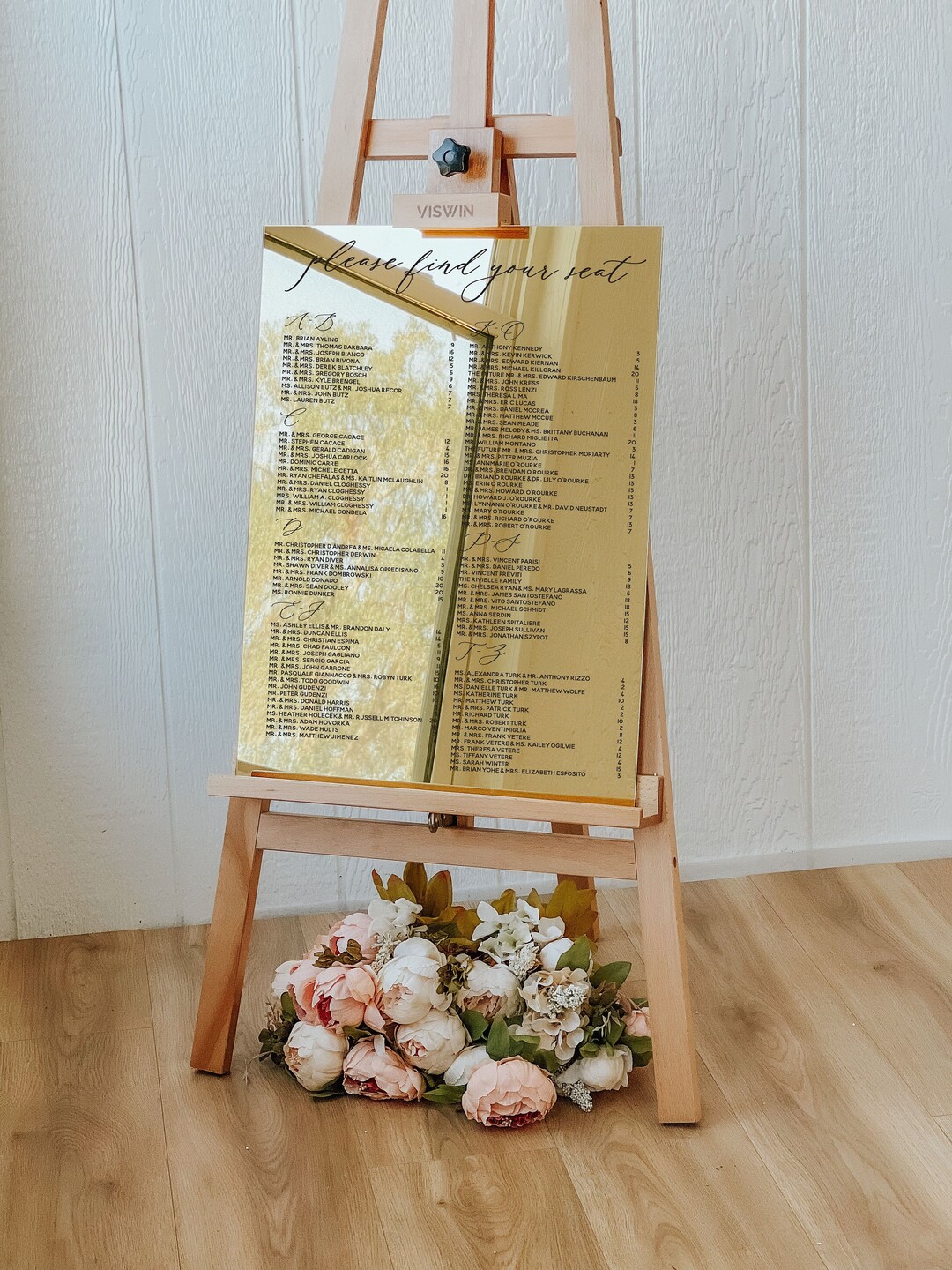 Acrylic Mirror Seating Chart, Find Your Seat, Acrylic Wedding Sign ...