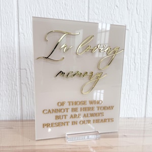 In Loving Memory 3D Table Sign | Acrylic 3D Wedding Sign | Reception ...