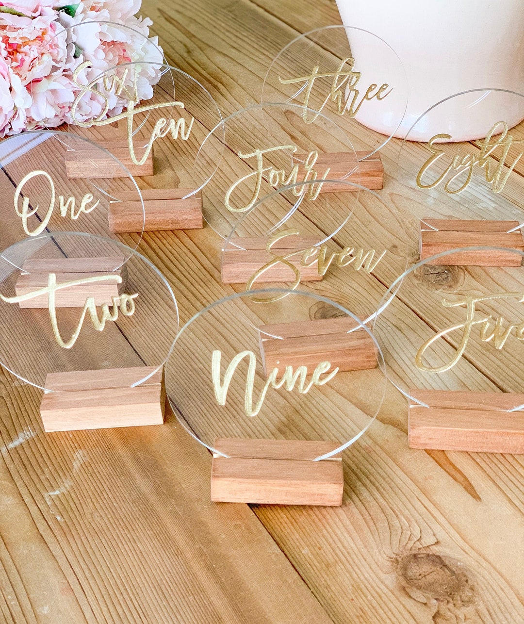 Acrylic Table Number With Stand, 5" Round Acrylic Sign, Modern Table ...