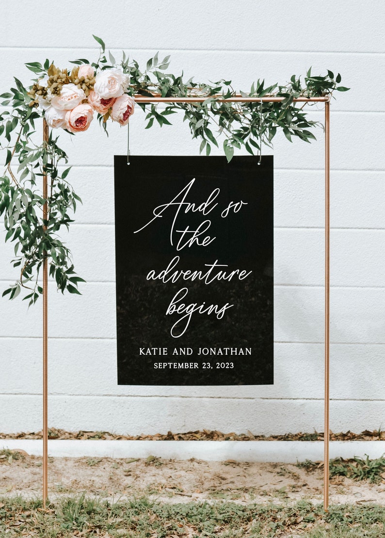 And so the Adventure Begins Modern Acrylic Wedding Sign | Wedding ...
