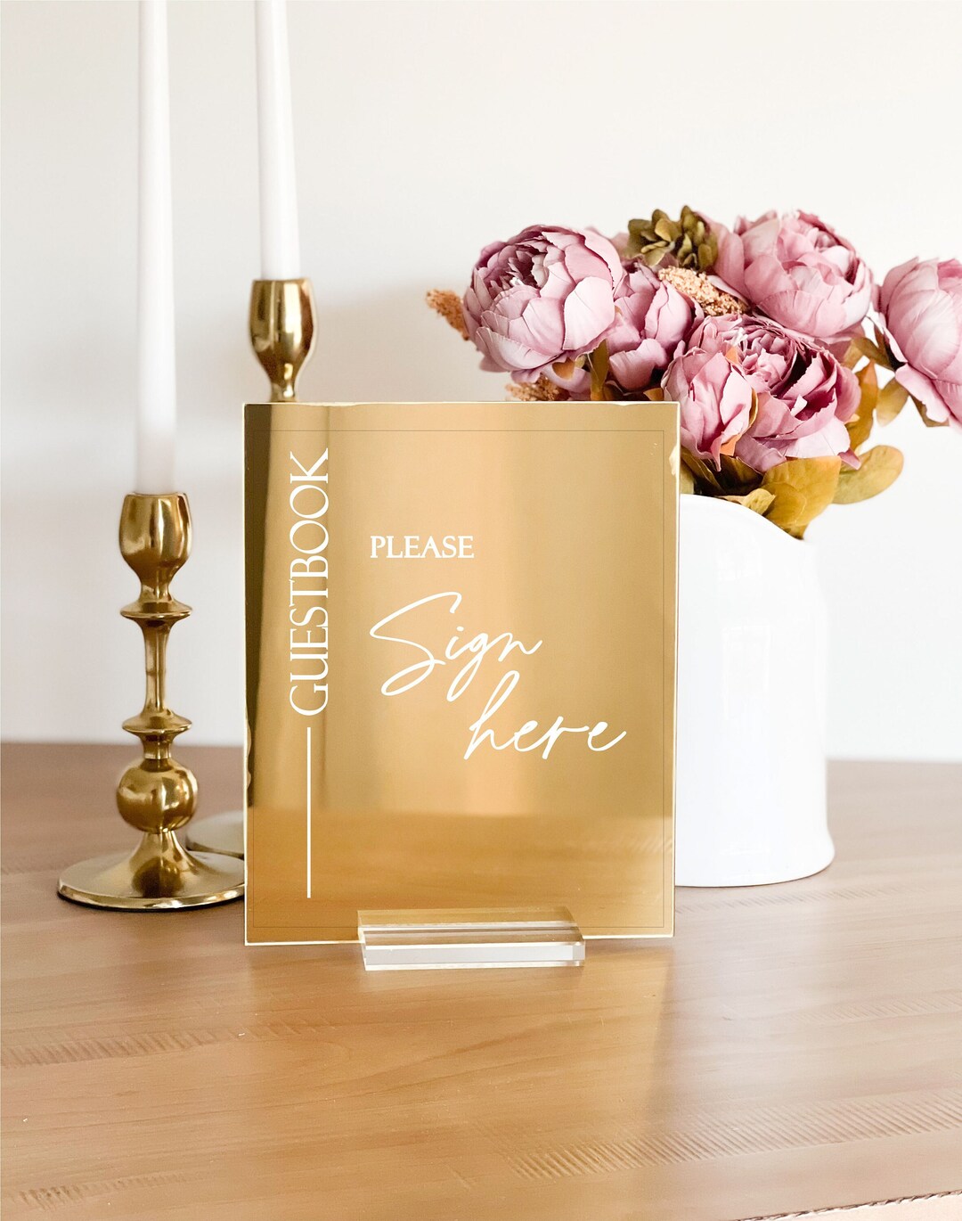 Please Sign Our Guest Book Acrylic Sign | Acrylic Mirror Table Sign ...