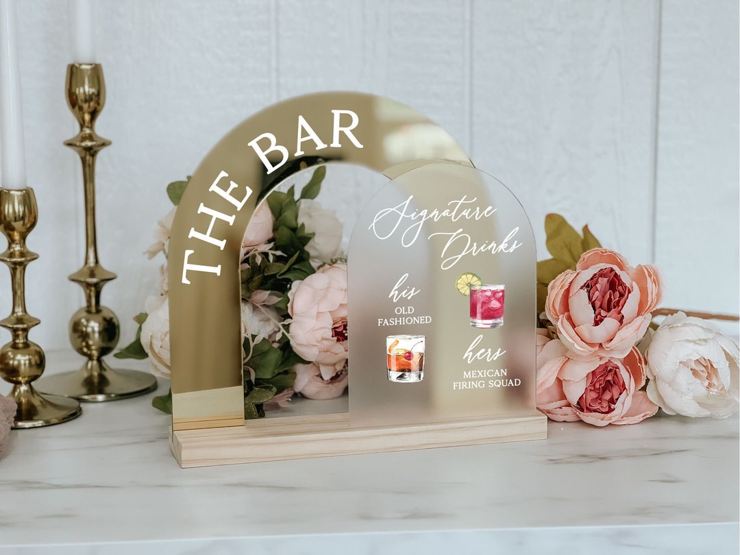 Signature Drinks Arched Acrylic Sign Bar Acrylic Arch Sign Personalized ...