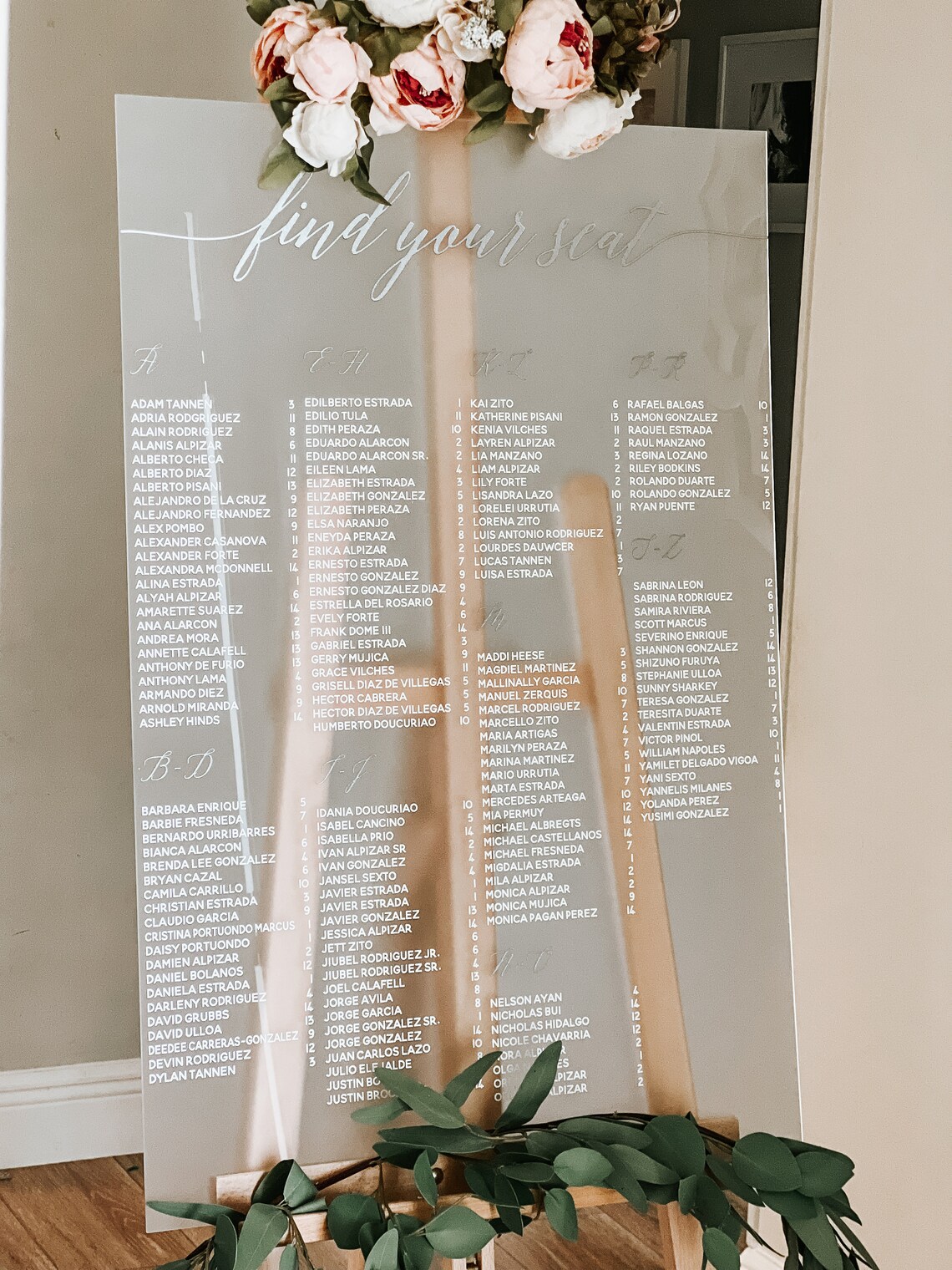 Acrylic Seating Chart Find Your Seat Acrylic Wedding Sign - Etsy