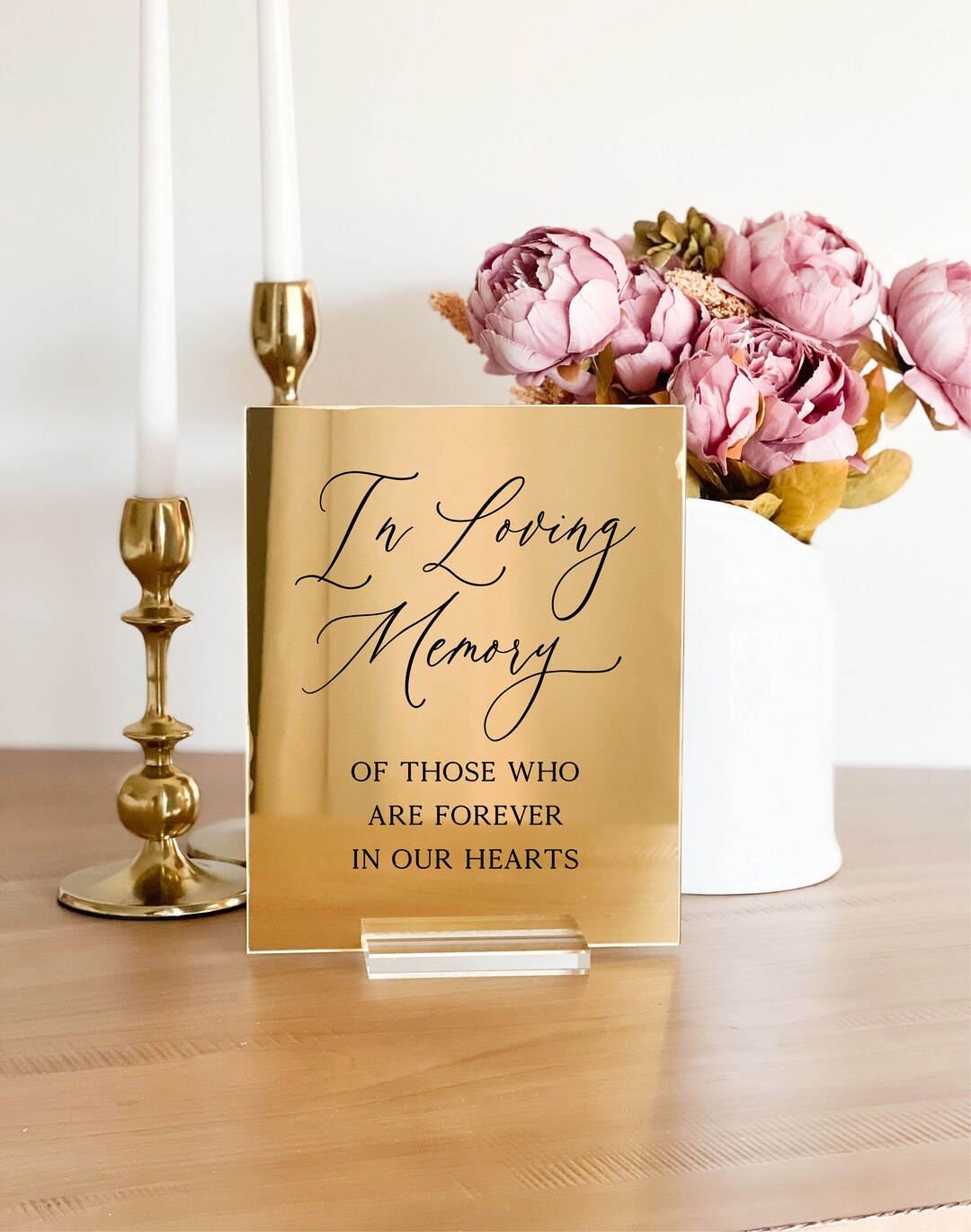 In Loving Memory Mirror Acrylic Sign | Acrylic Mirror Table Sign ...