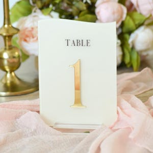 Modern 5x7 Acrylic Table Number With 3D Gold Letters | Neutral Elegant ...