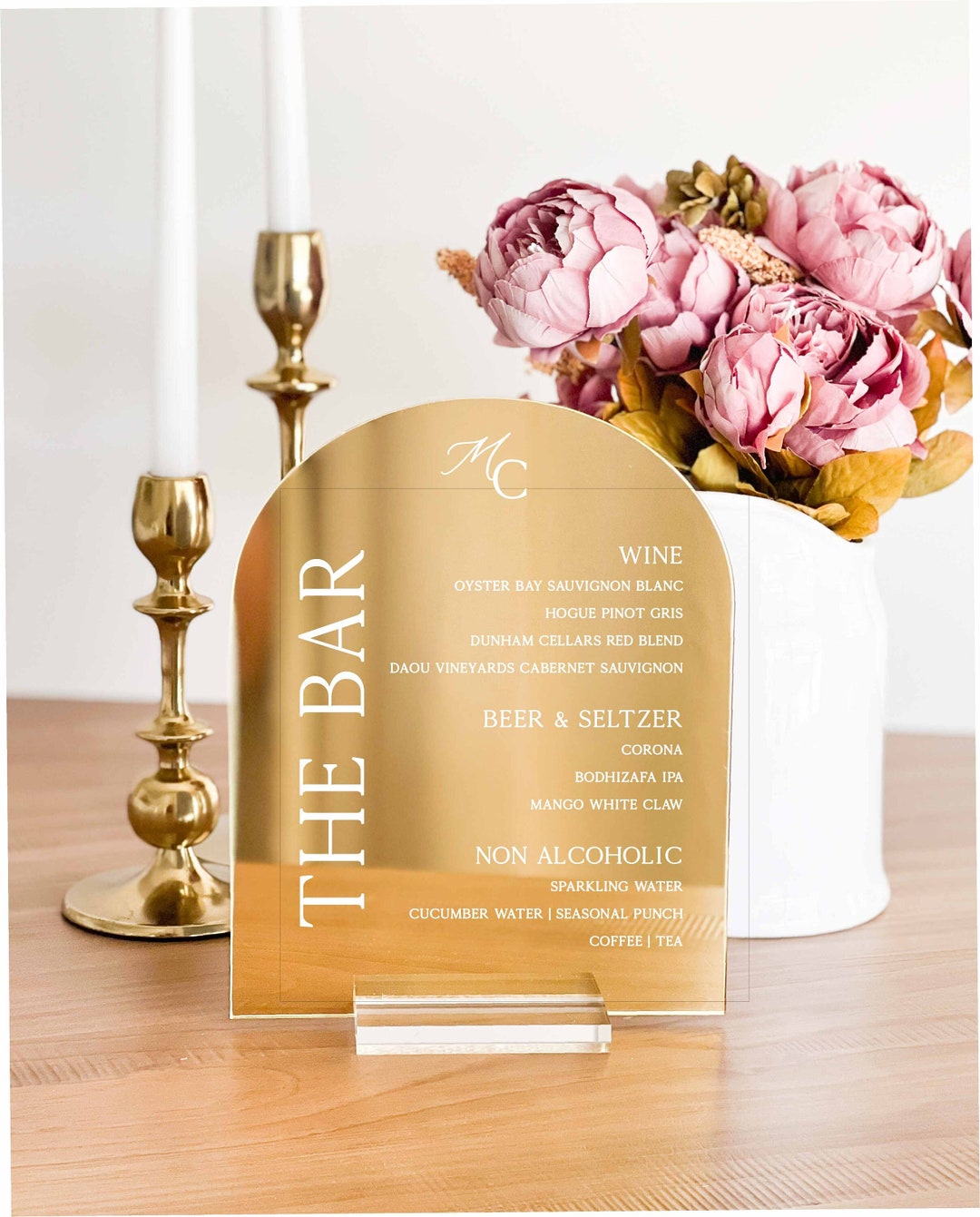 The Bar Acrylic Sign | Bar Menu Acrylic Sign | Arch Bar Sign - Etsy