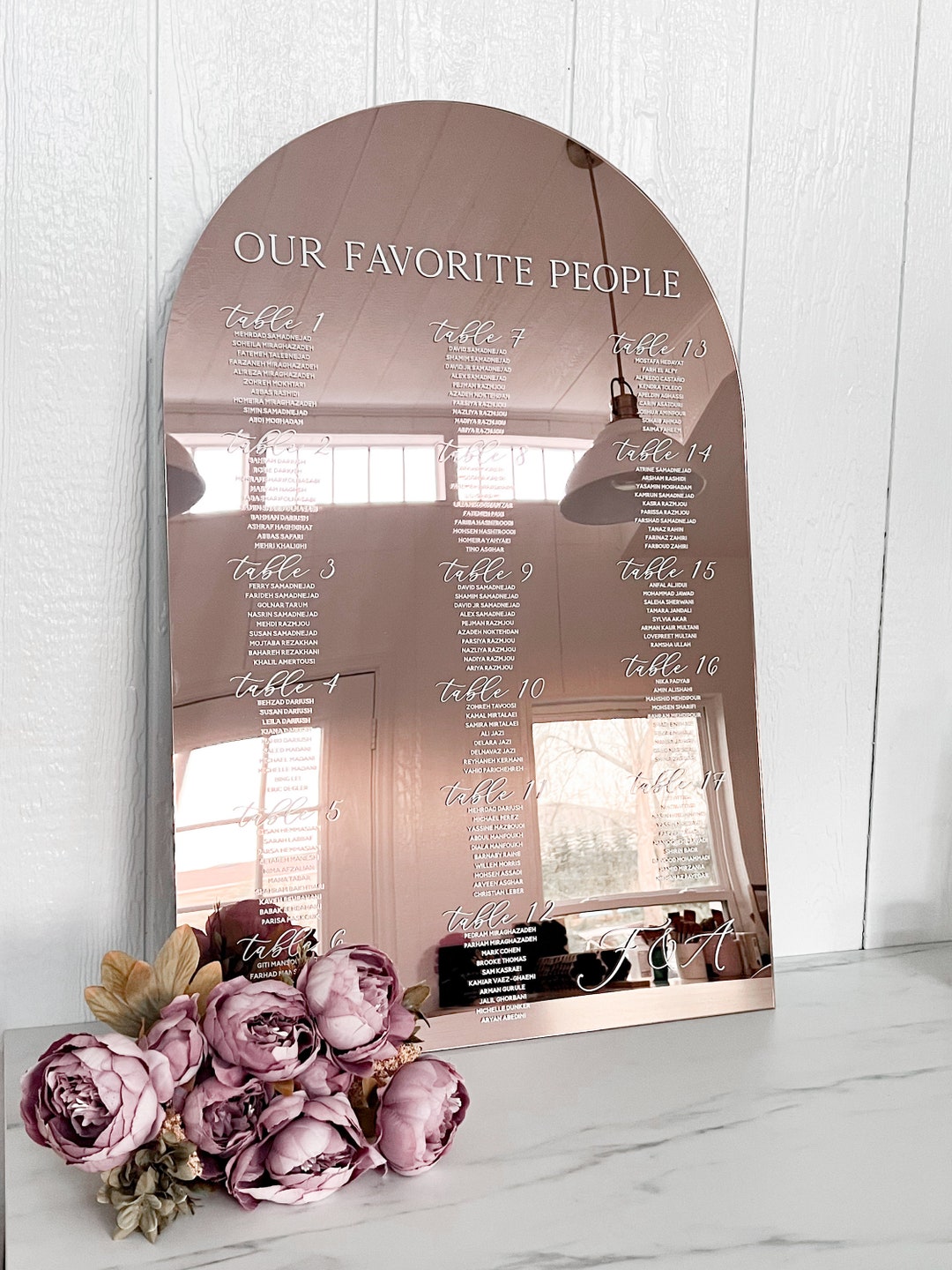 Arch Acrylic Mirror Seating Chart, Find Your Seat, Acrylic Wedding Sign ...