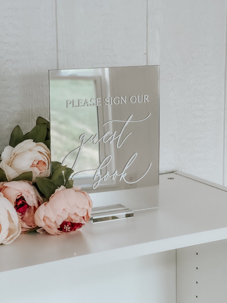 Please Sign Our Guest Book Acrylic Sign Acrylic Mirror Table - Etsy