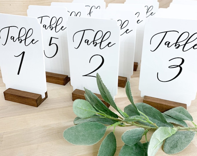 Painted Back Acrylic Table Numbers Wedding Acrylic Table - Etsy