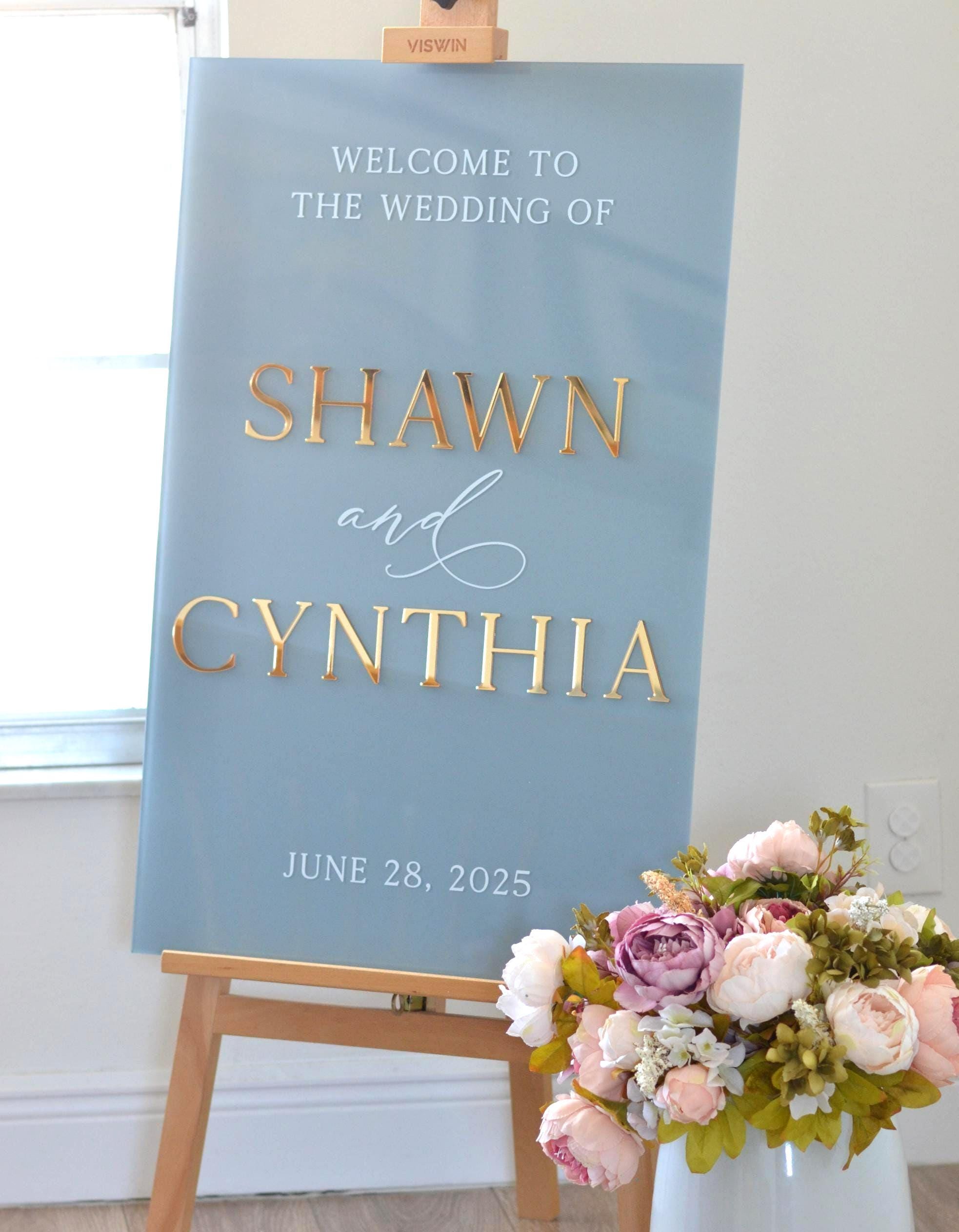 Welcome to the Wedding Dusty Blue Acrylic Sign | Modern Wedding Signage ...