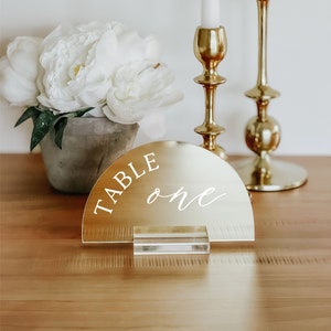 Half Circle Mirror Acrylic Table Numbers | Arch Table Signs | Wedding ...