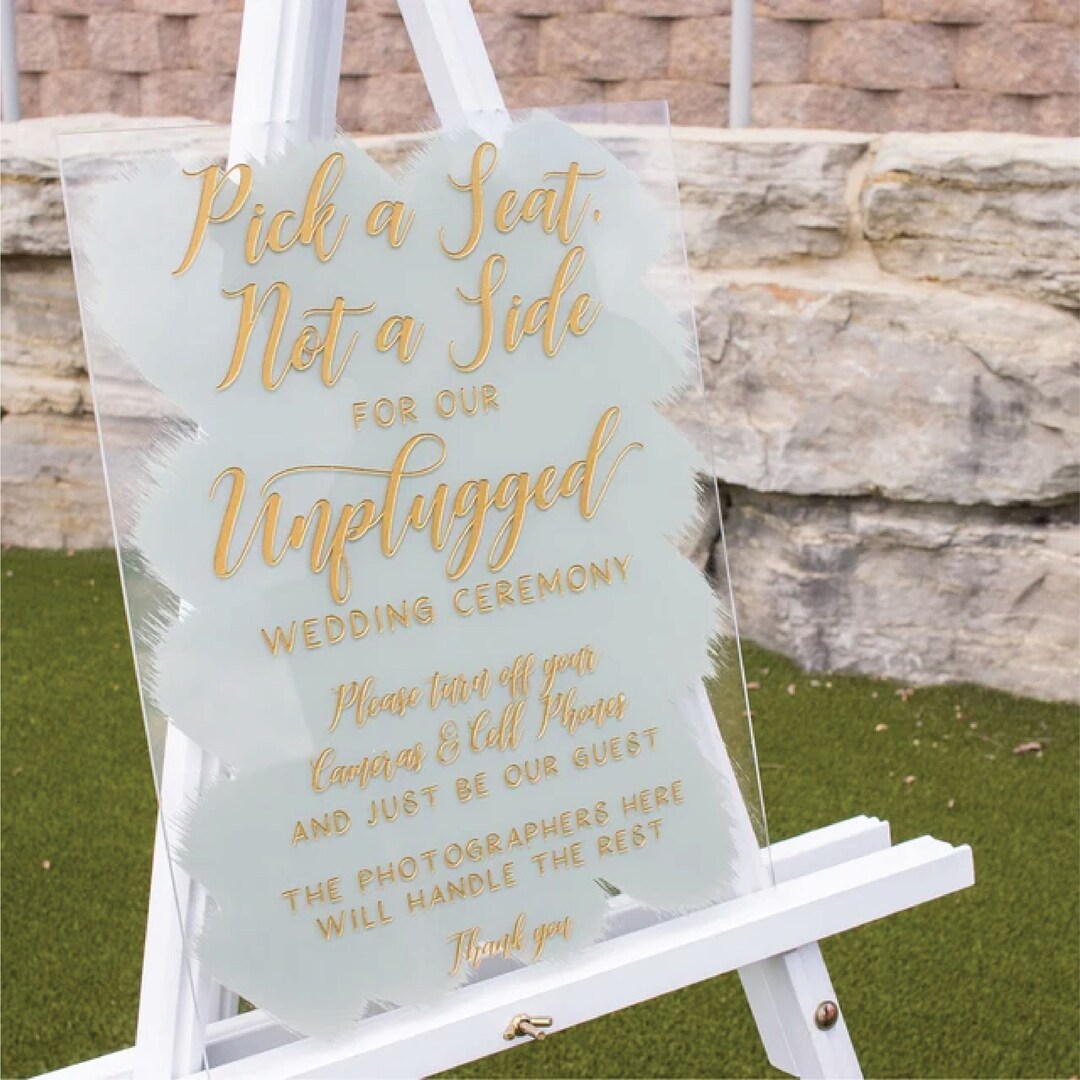 Acrylic Pick a Seat Unplugged Ceremony Sign | Welcome to Our Unplugged ...