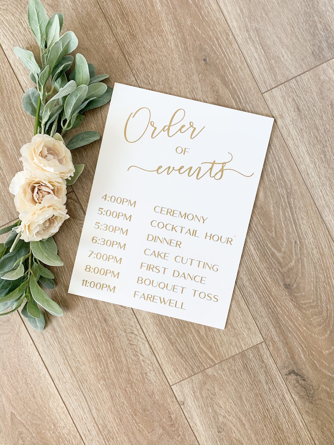 Order of Events Acrylic Sign, Wedding Timeline Acrylic Sign ...