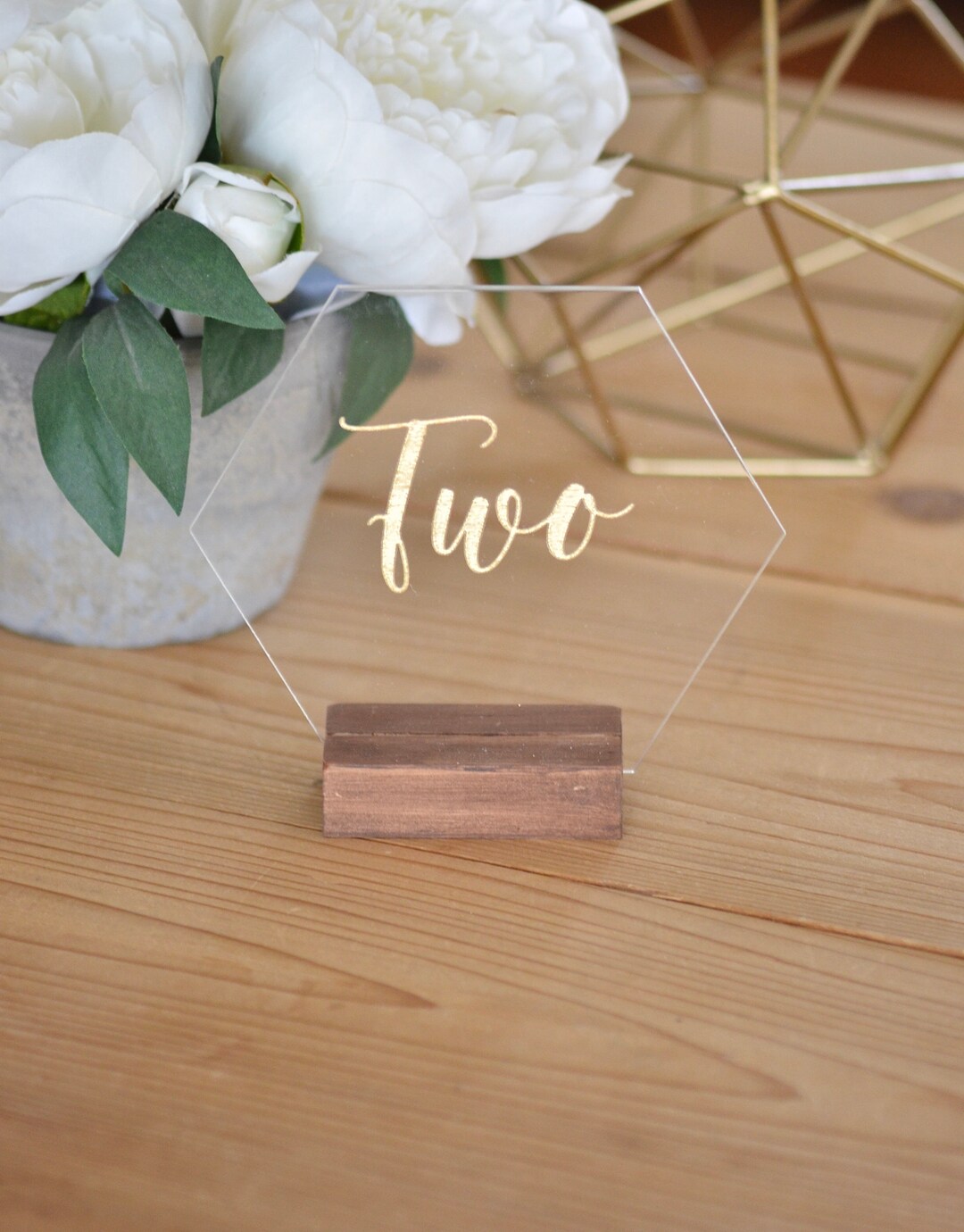 Hexagon Table Number, Acrylic Wedding Table Number, Geometric Wedding ...