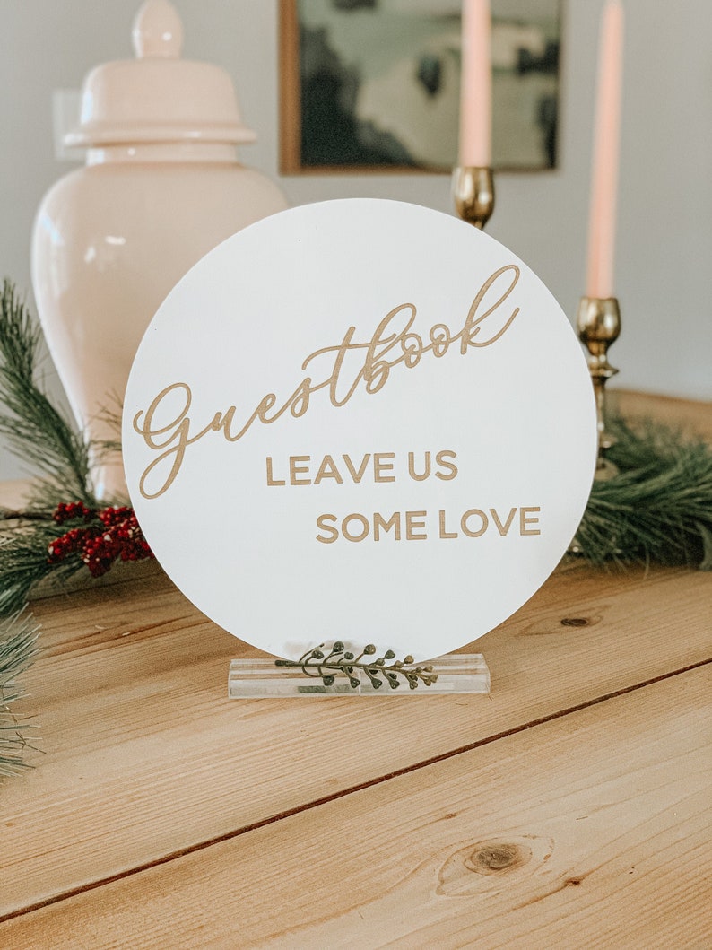 Guestbook Freestanding Acrylic Sign, Round Acrylic Sign, Custom Acrylic ...