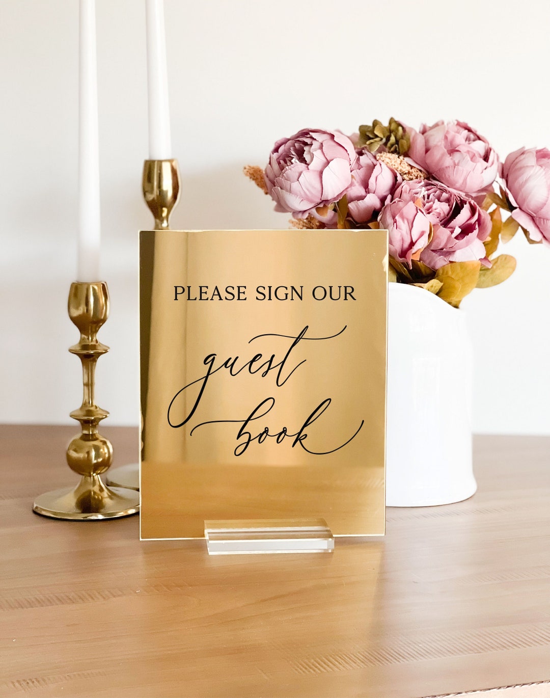 Please Sign Our Guest Book Acrylic Sign | Acrylic Mirror Table Sign ...