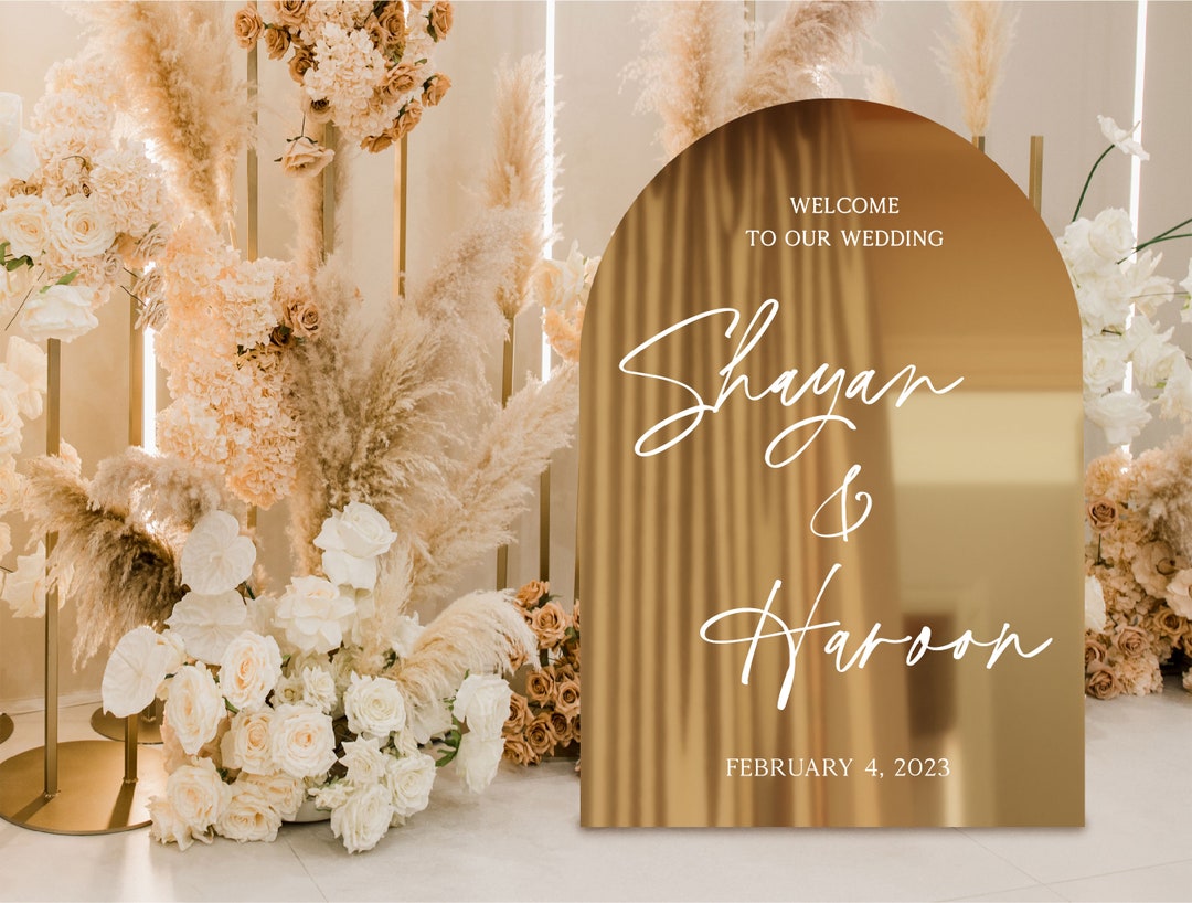 Arch Mirror Welcome Wedding Sign | Modern Calligraphy Welcome Sign ...