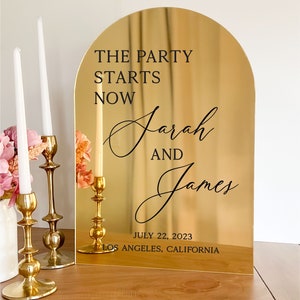 Arch Mirror the Party Starts Now Welcome Sign | Modern Welcome Sign ...