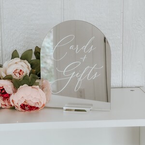 Cards and Gifts Acrylic Mirror Arched Sign | Modern Acrylic Sign ...