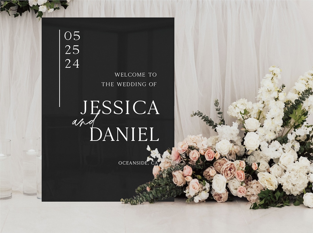 Black Wedding Welcome Sign | Personalized Welcome Sign | Wedding ...
