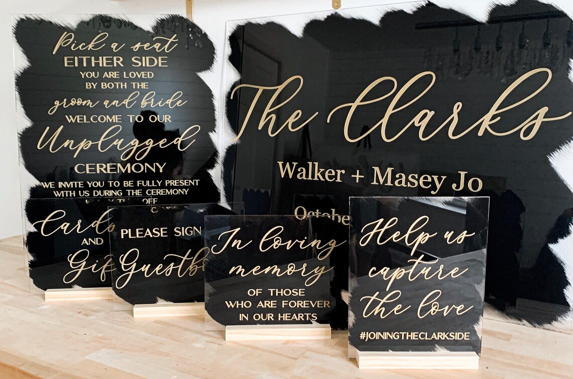 Acrylic Wedding Signs Bundle Acrylic Sign Package Custom - Etsy