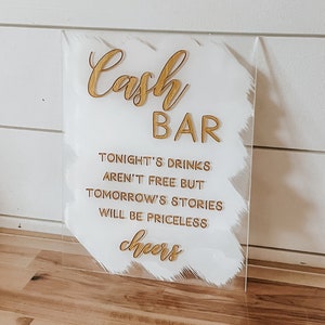 Cash Bar | Acrylic Signs | Painted Acrylic Sign | Bar Sign-ts33 - Etsy