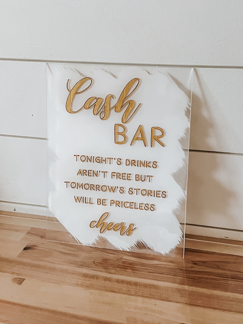 Cash Bar Acrylic Signs Painted Acrylic Sign Bar Sign-l - Etsy