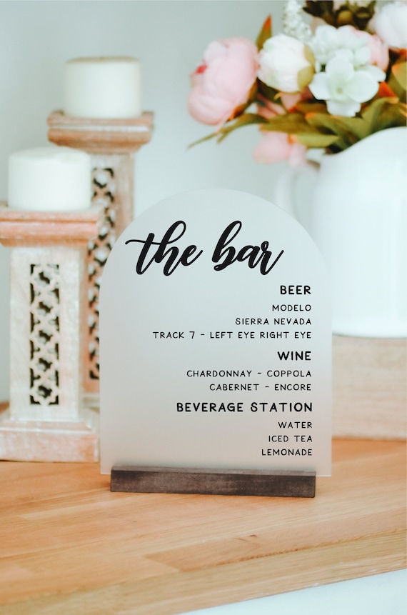 Arch Acrylic Bar Menu Sign Drinks Menu Acrylic Bar Sign - Etsy