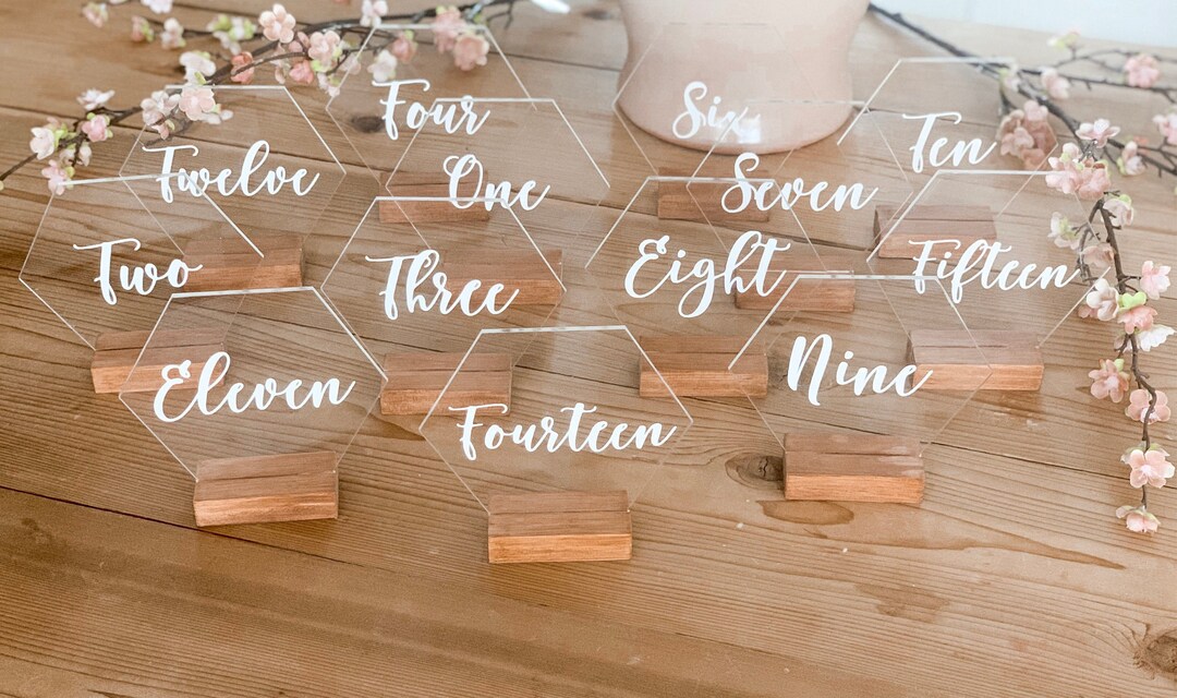 Hexagon Table Number, Acrylic Wedding Table Number, Geometric Wedding ...