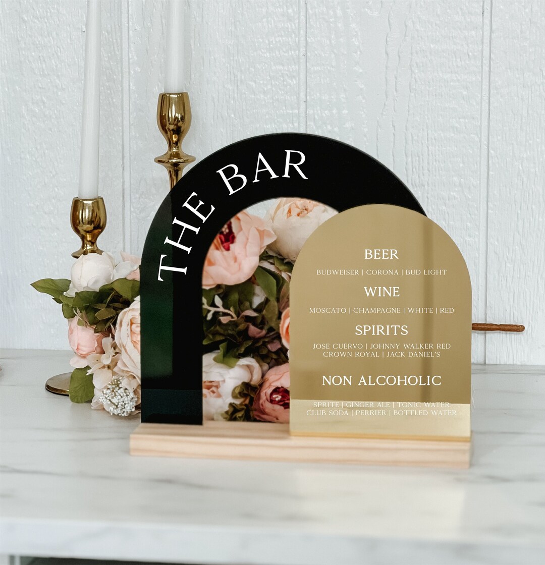 Bar Menu Arched Acrylic Sign | Bar Acrylic Arch Sign | Personalized Bar ...