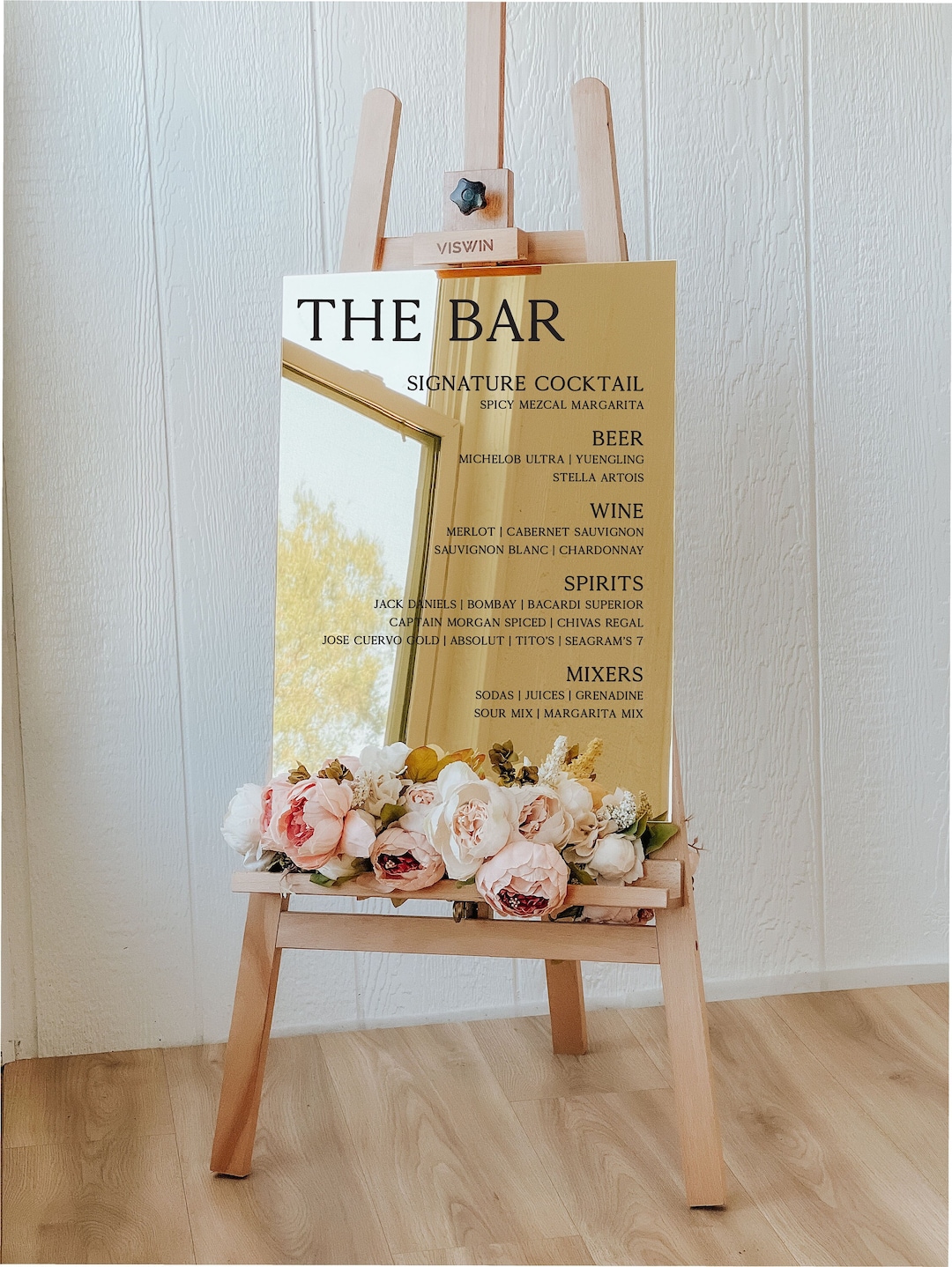Bar Menu Mirror Acrylic Wedding Sign | Mirror Welcome Wedding Sign ...