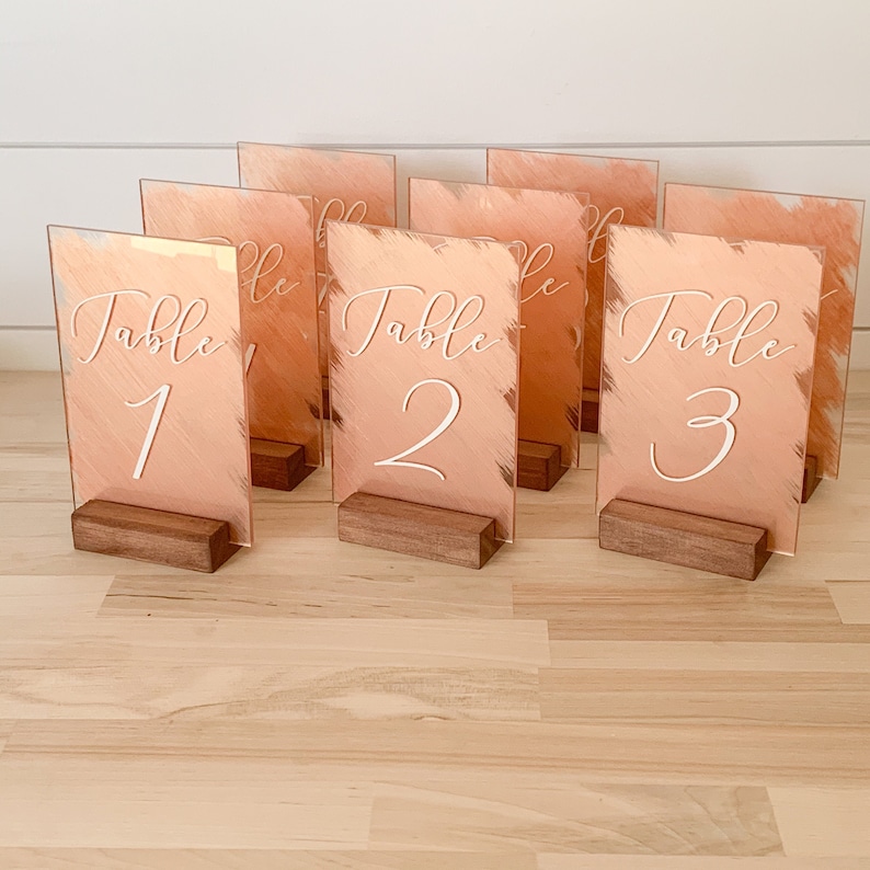 Painted Back Acrylic Table Numbers Wedding Acrylic Table - Etsy