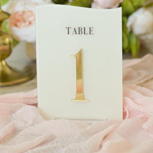 Modern 5x7 Acrylic Table Number With 3D Gold Letters | Neutral Elegant ...