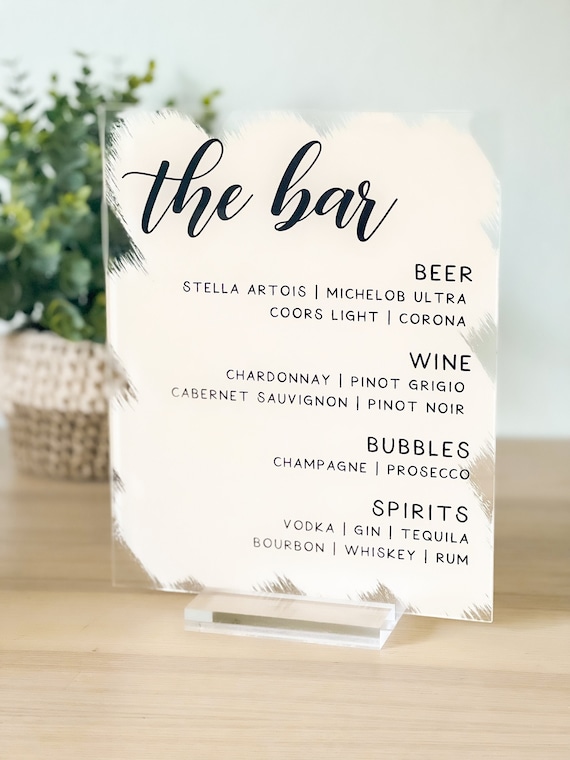 Acrylic Bar Menu Sign Drinks Menu Acrylic Bar Sign - Etsy