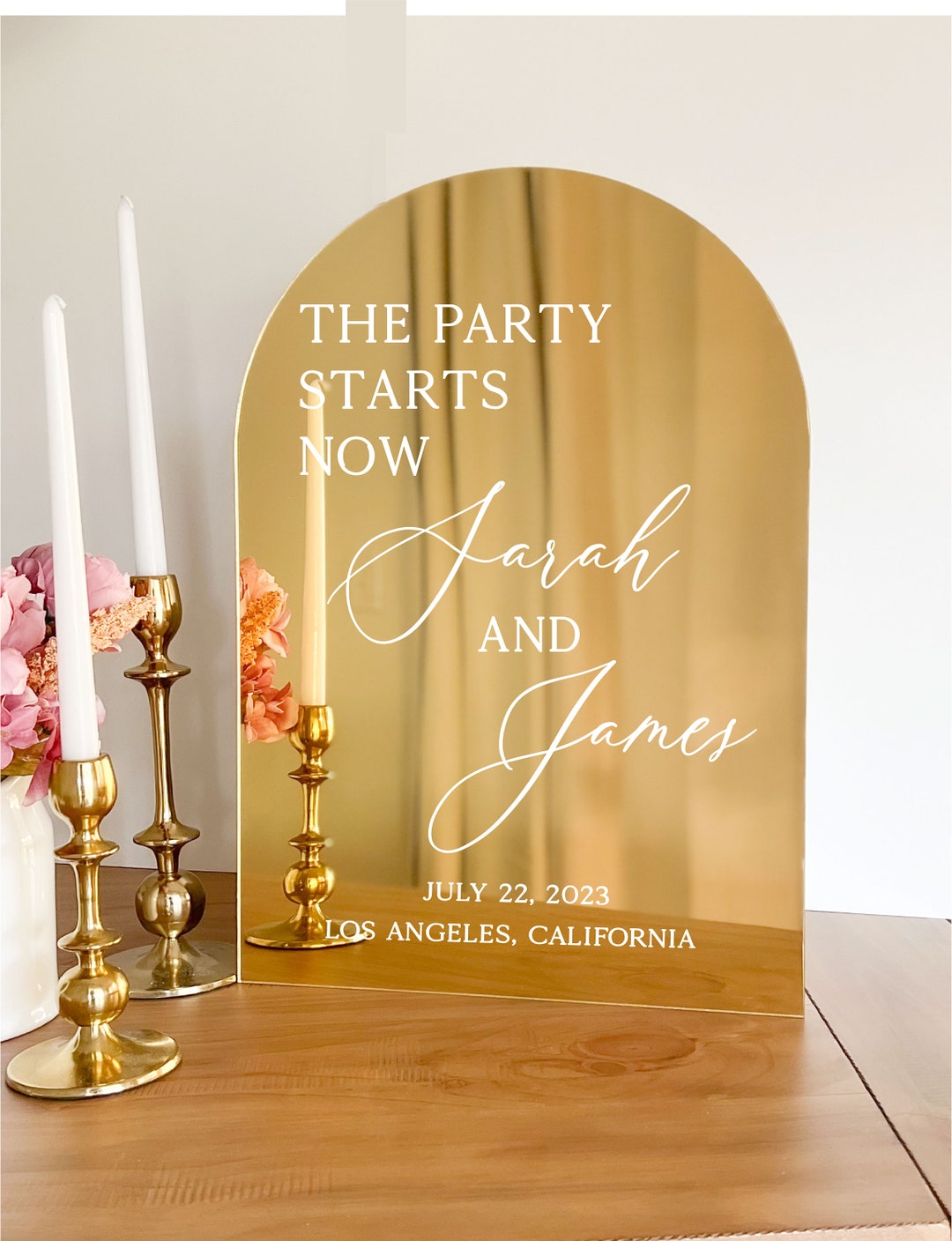 Arch Mirror the Party Starts Now Welcome Sign | Modern Welcome Sign ...