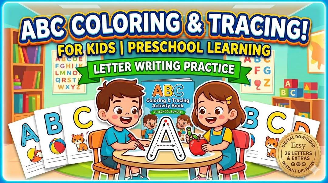 ABC Coloring and Tracing Book | Preschool Letter Writing Practice ...