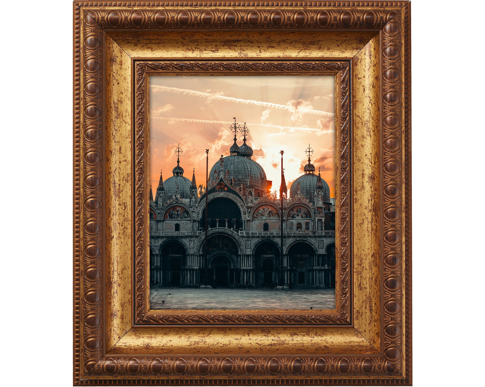 Arqadia Gothic, Aged Gold Picture Frame With Glass, 3.125 Wide, 25 ...