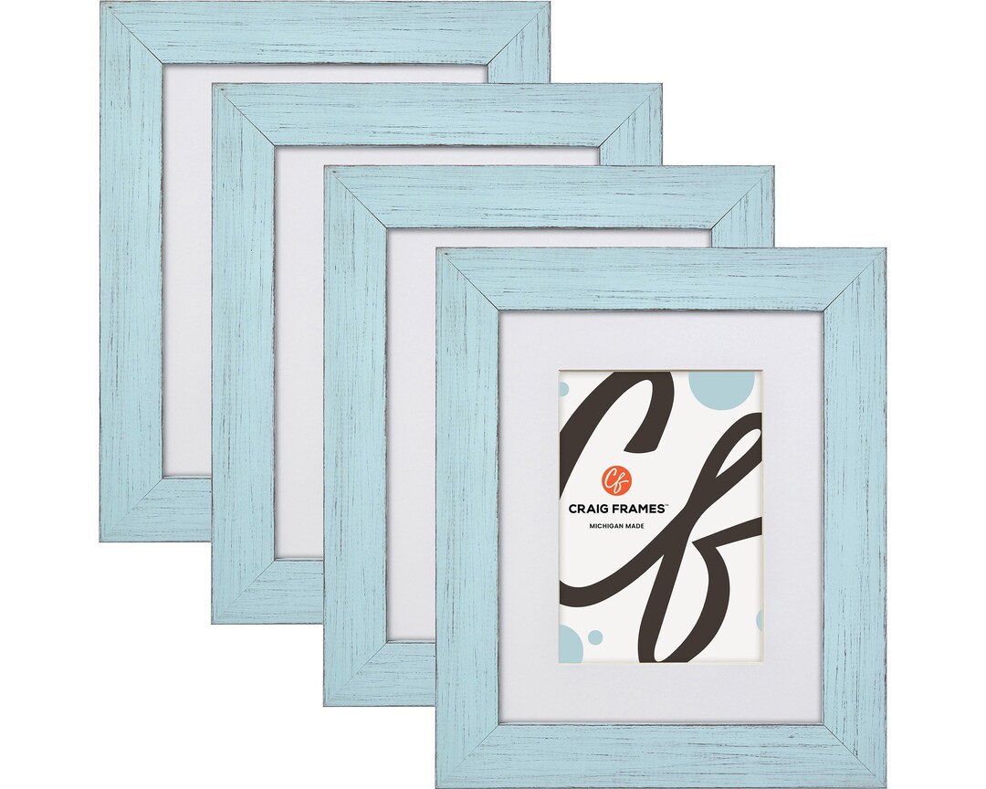 Rustic Sky Blue Picture Frame Set of 4, White Mat, 1.5" Wide - Etsy