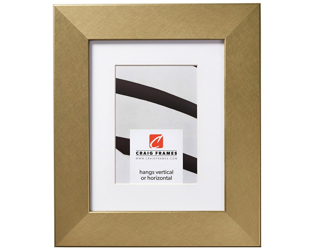 Bauhaus 200, Modern Brushed Gold Picture Frame With Single White Mat, 2 ...