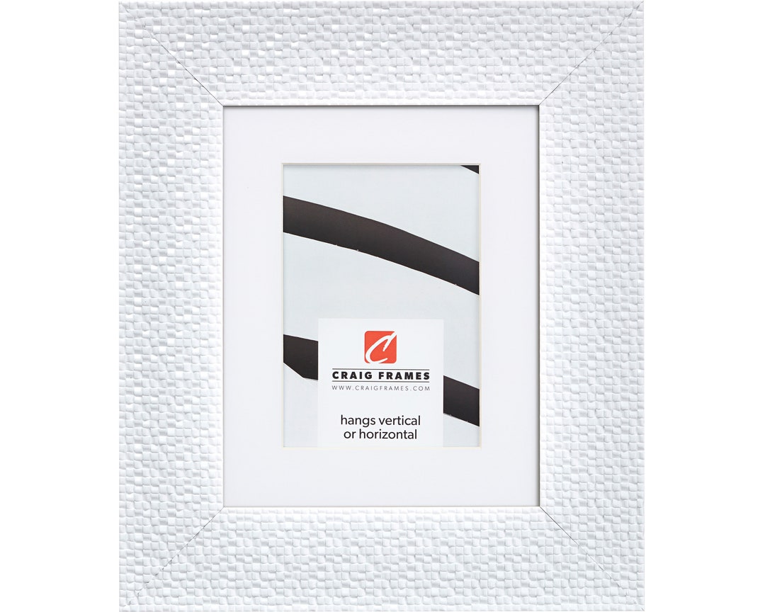 Glimmer Bright White Picture Frame With Single White Mat, 2.375" Wide ...