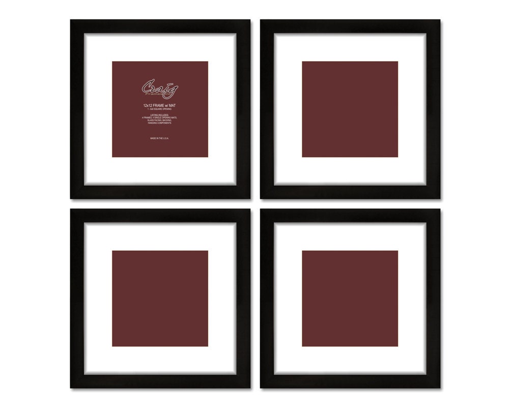 Contemporary Gallery Black Picture Frame 12x12 Inch White | Etsy