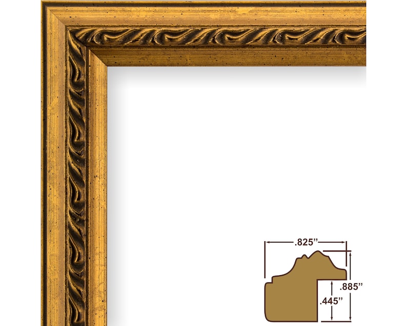 Whittemore, Queen Ann Aged Gold Picture Frame, .825" Wide, 35 Common ...