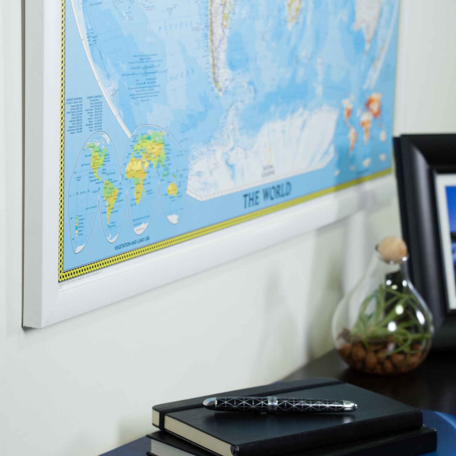 Classic World Push Pin Travel Map Modern White Frame - Etsy