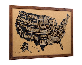 Usa Map Cork Board | Etsy